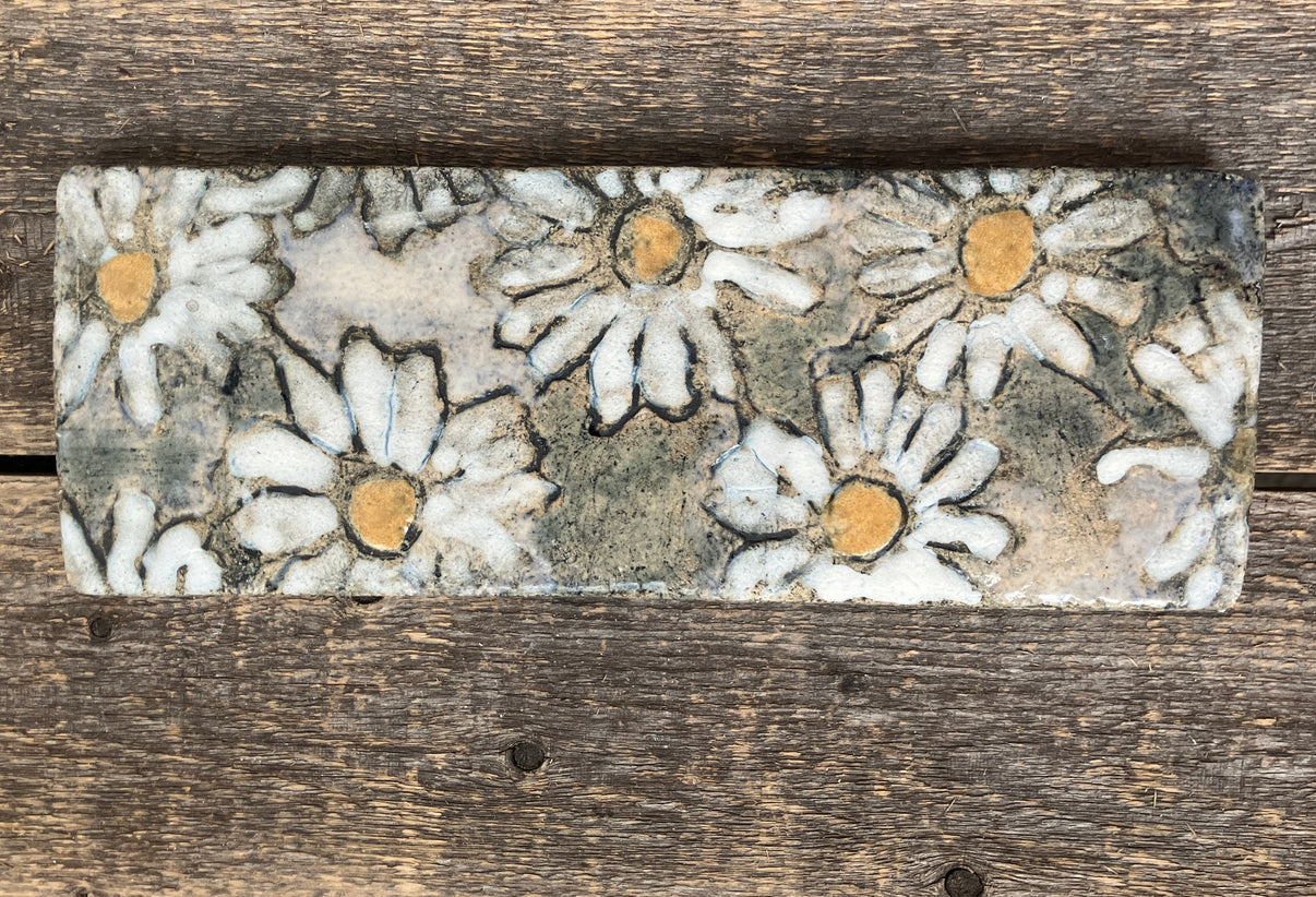 3" x 9" Embossed Daisy Tile (Subway style) – A.E. Smith Tiles